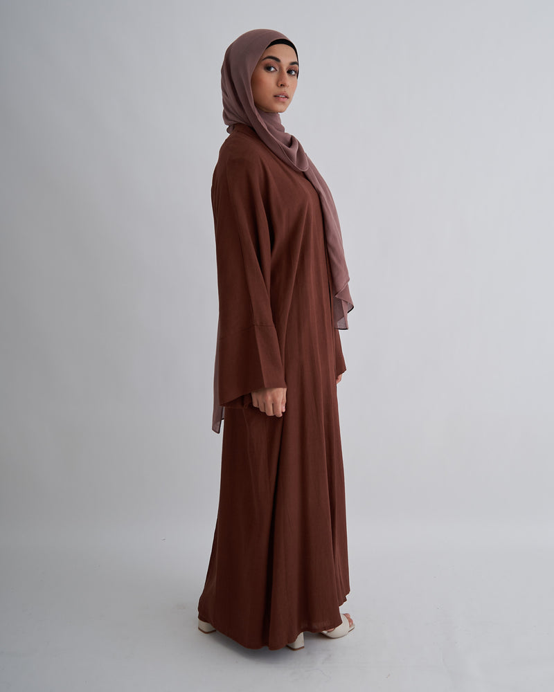 Aya Linen Abaya - Coffee