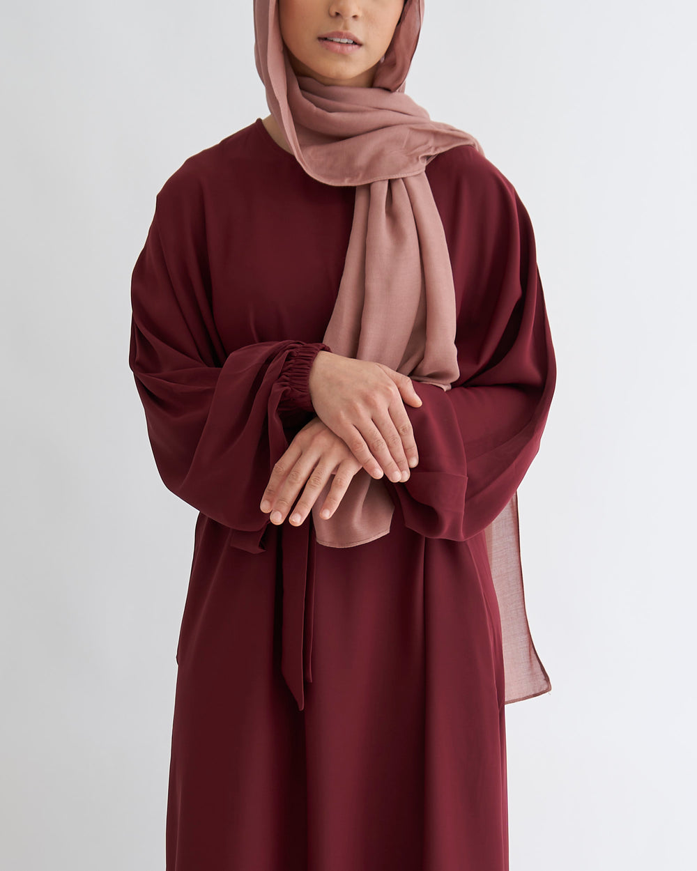 Essential Cuffed Abaya - Maroon | Fajr Noor